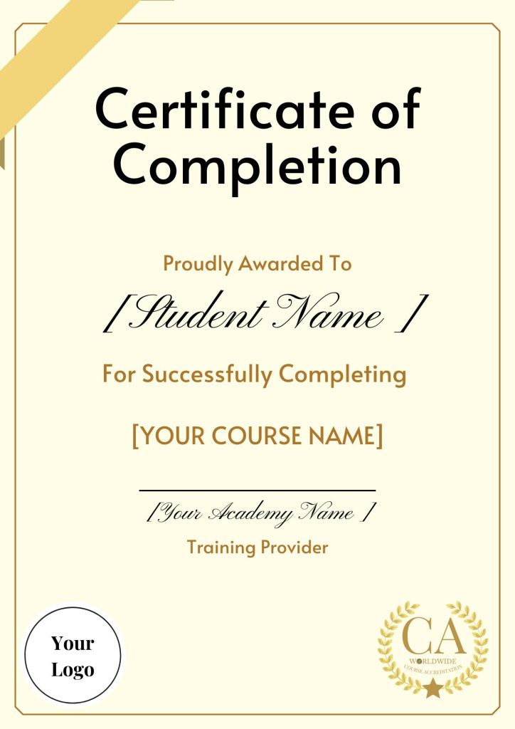 Yellow Academy Certificate of Course Completion Editable Template ...